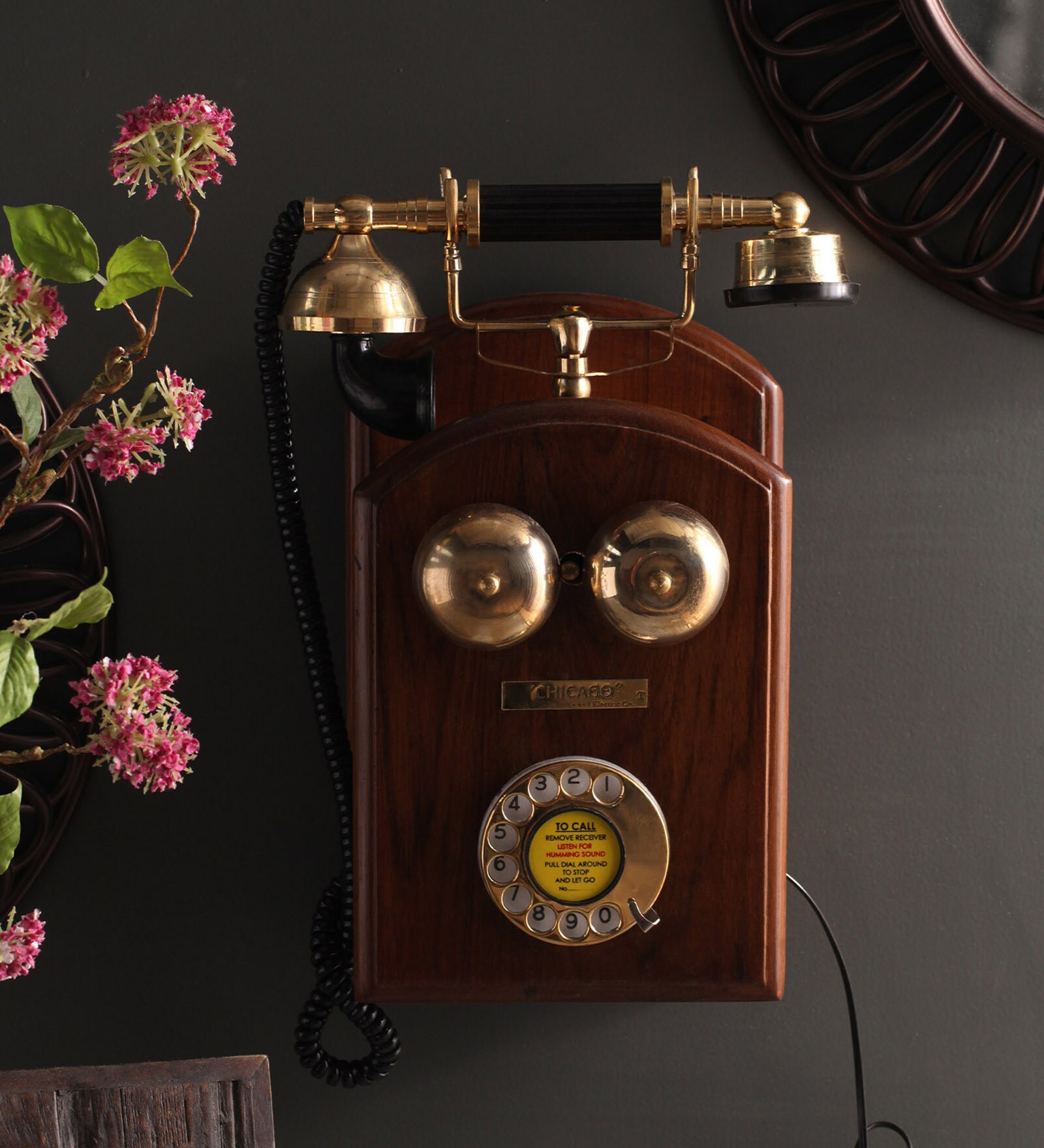 Buy Brown Wooden Rhombus Maharaja Retro Telephone by Delightful Decor ...