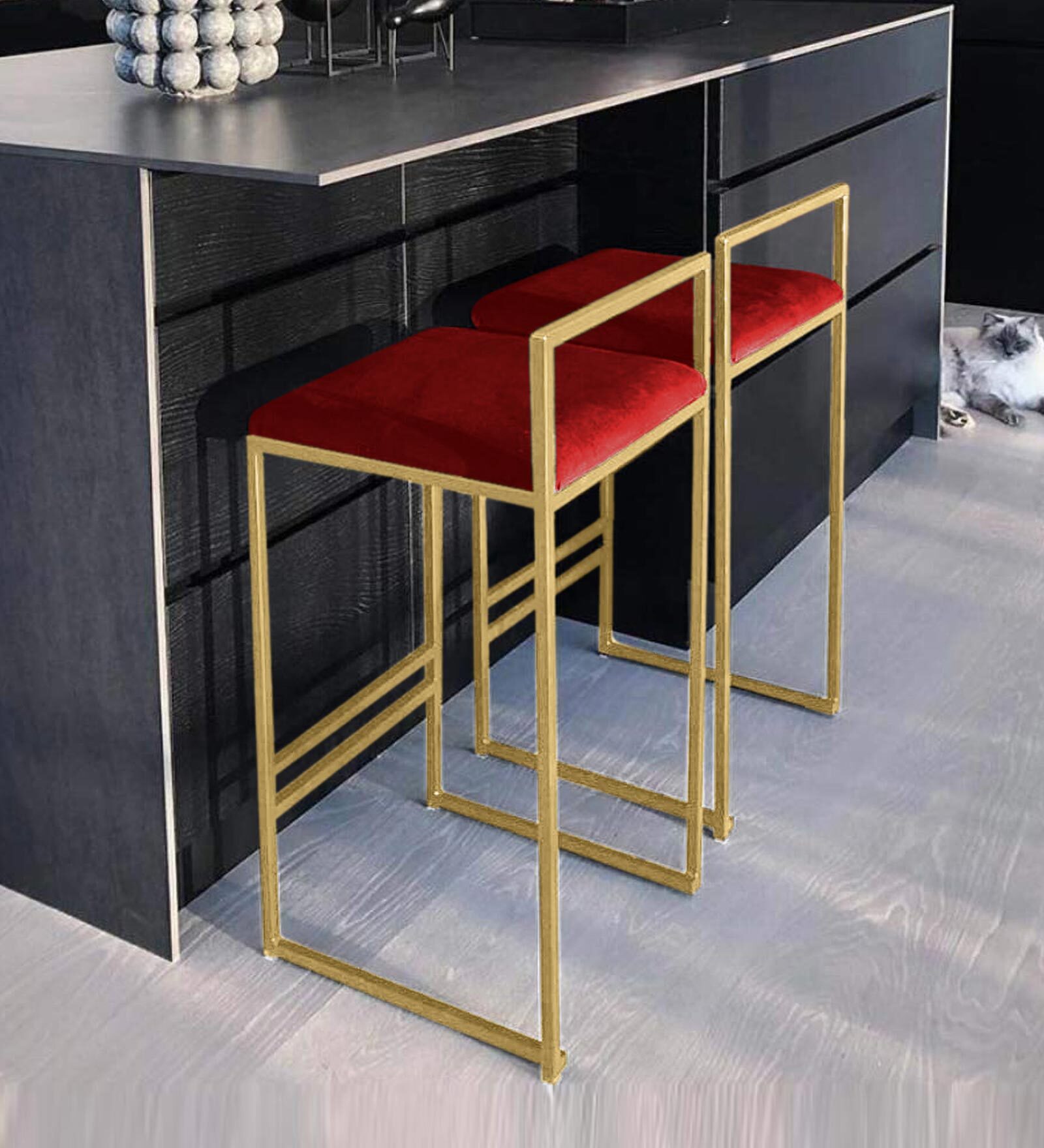 Buy Zavier High back Bar Stool In Red Colour at 51% OFF by Workspace by ...