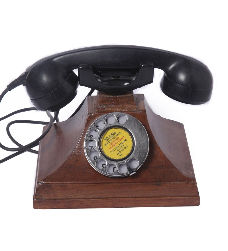 Buy Zahab Brown Wood Antique Maharaja Pyramid Telephone Online - Retro ...