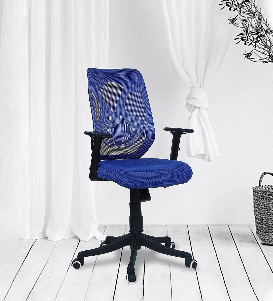 Buy Zeeyan Mid Back Ergonomic Chair In Blue Colour at 35% OFF by ...