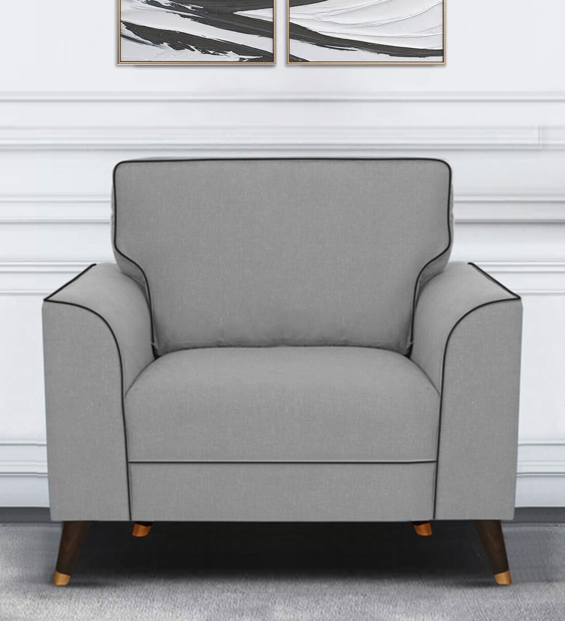 Buy Zenith Fabric 1 Seater Sofa In Royal Grey Colour at 30% OFF by ...