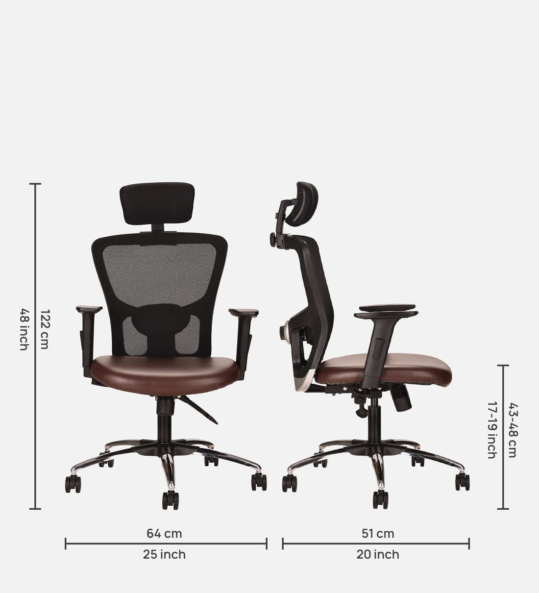 Buy Zenith HB Pro High Back Ergonomic Office Chair in Black-Brown ...