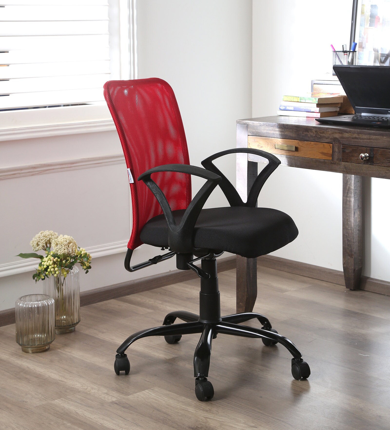 Buy Style Breathable Mesh Ergonomic Chair in Red & Black Colour at 24% ...