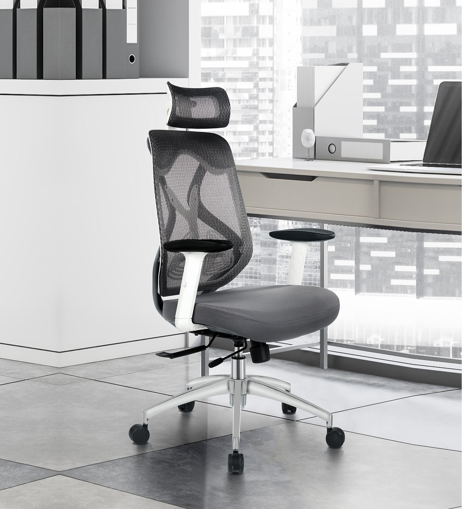 Buy Zen High Back Ergonomic Chair in Grey Colour by Oblique Online ...