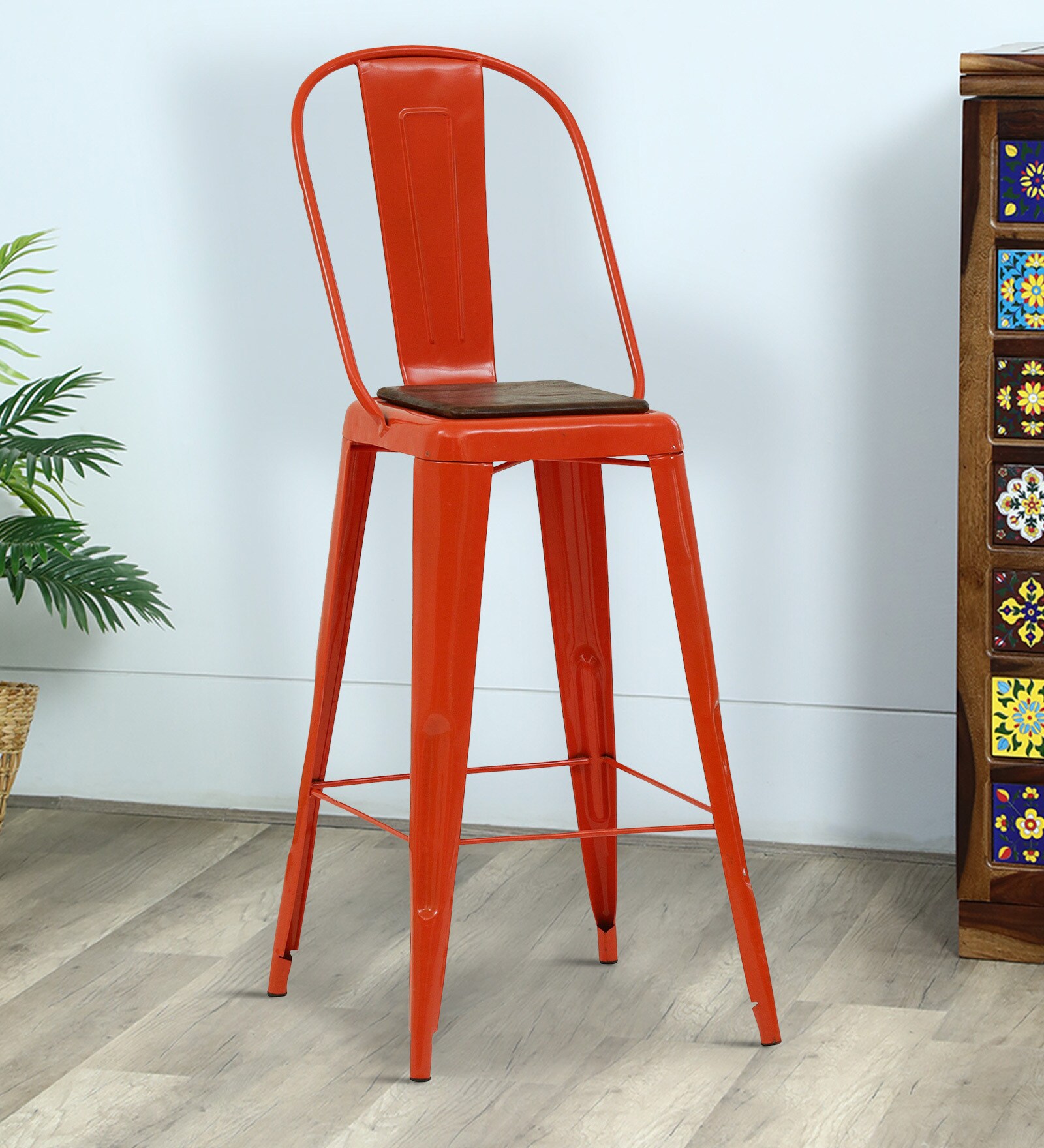 Buy Zen Metal Bar Stool In Orange Colour at 20% OFF by Bohemiana from ...