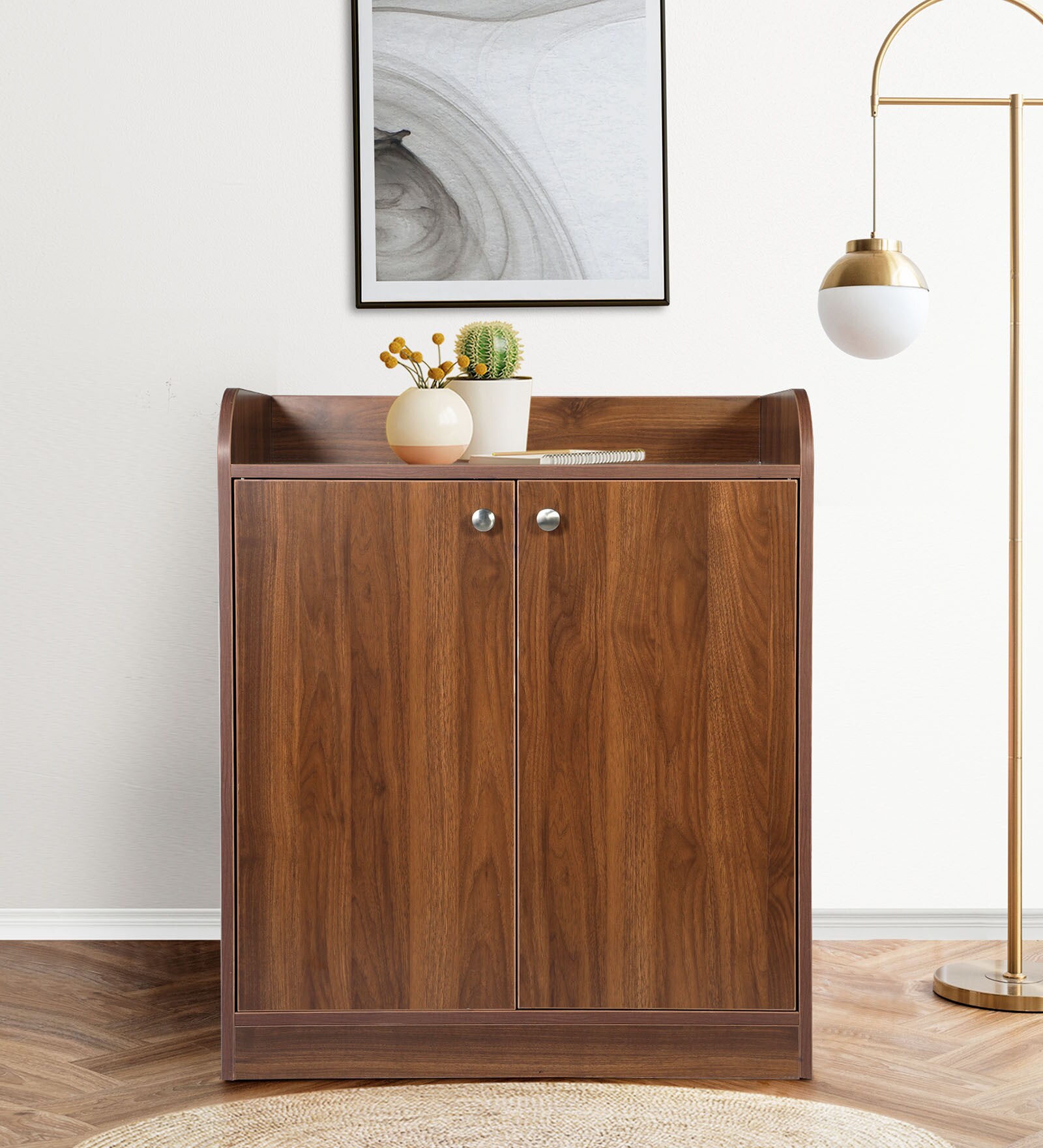 Buy Zen 2 Door Shoe Cabinet In Columbian Walnut Finish at 59% OFF by ...