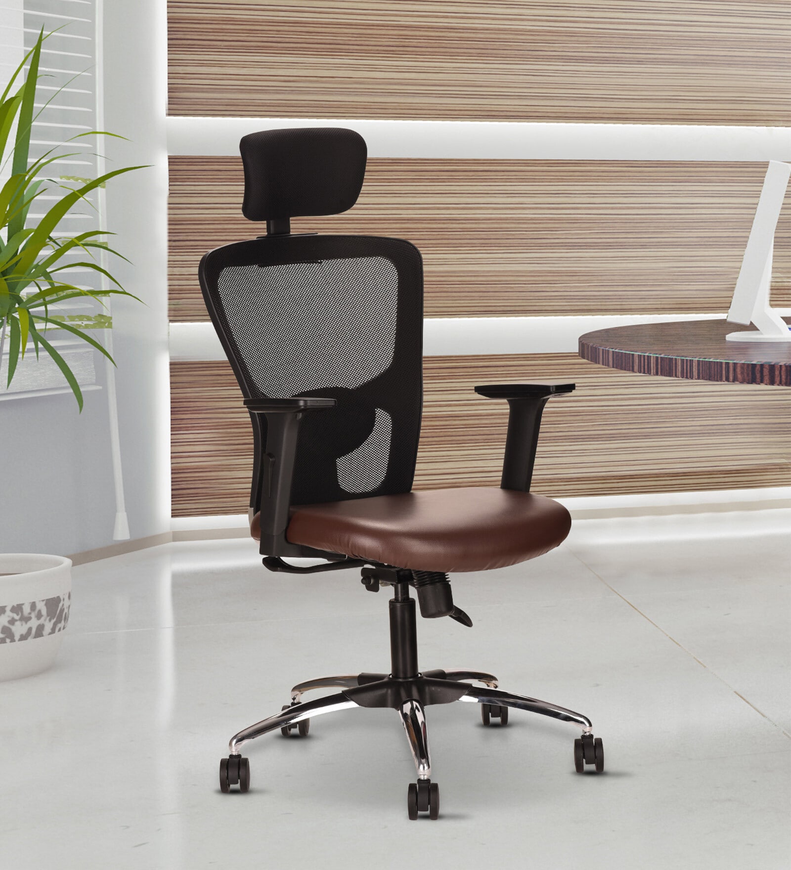 Buy Zenith Breathable Mesh Office Chairs in Black & Brown Colour at 9% ...