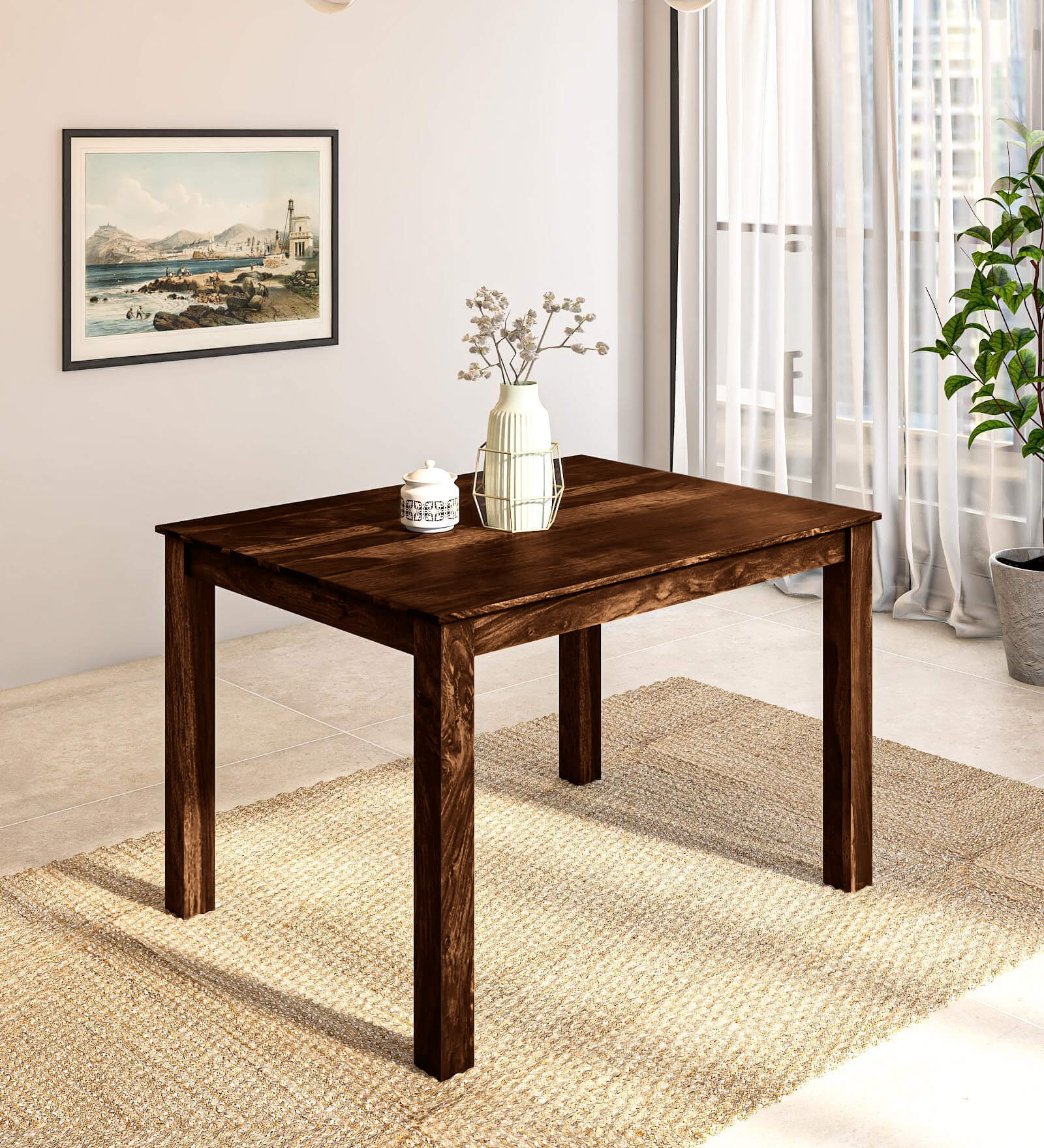 Buy Zeven Sheesham Wood 4 Seater Dining Table in Scratch Resistant ...