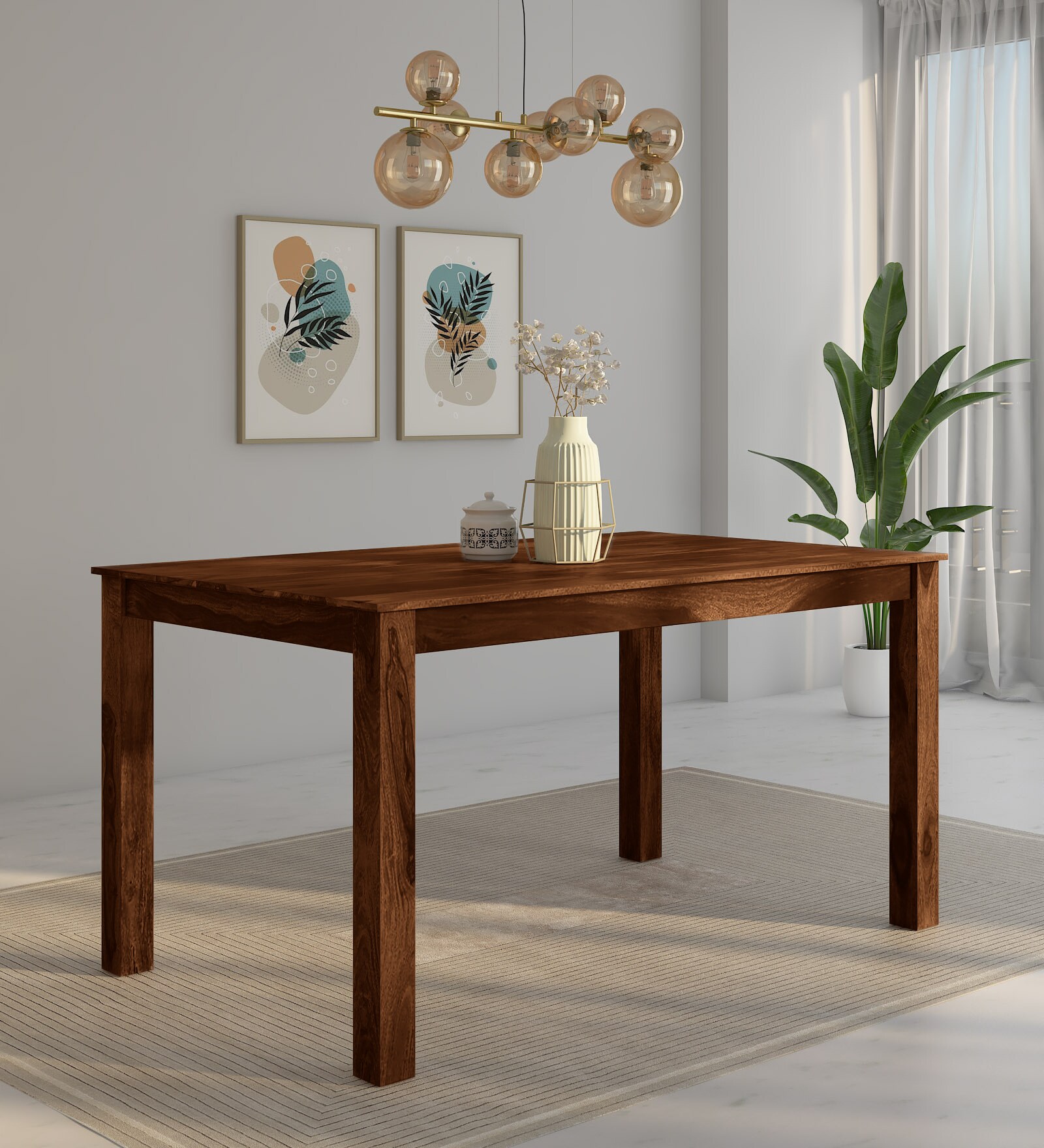 Buy Zeven Sheesham Wood 6 Seater Dining Table in Scratch Resistant ...