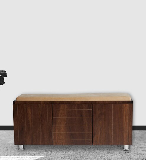 Buy zest Shoe Rack with Seating in Wenge Finish Online - Shoe Rack with ...
