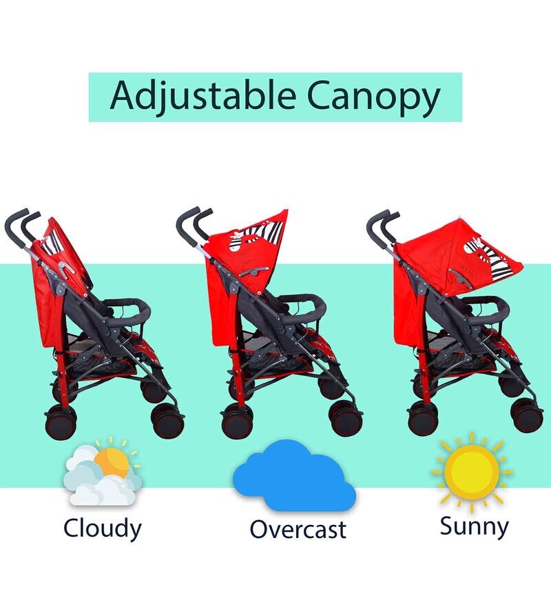Buy Zebbie Baby Stroller with Canopy in Red Colour by Polka Tots Online ...