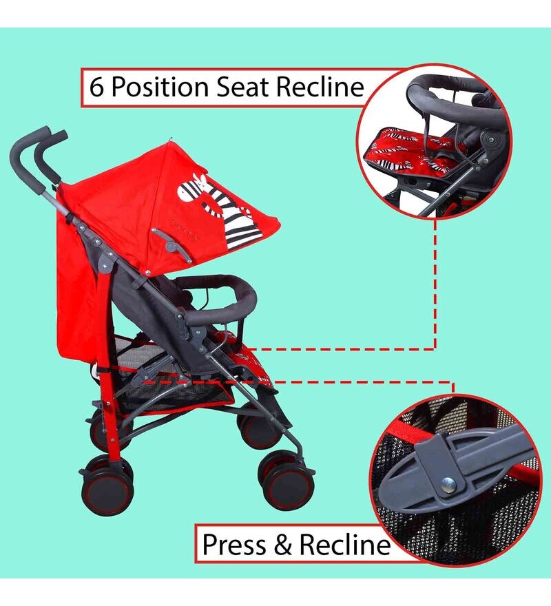 Buy Zebbie Baby Stroller with Canopy in Red Colour by Polka Tots Online ...