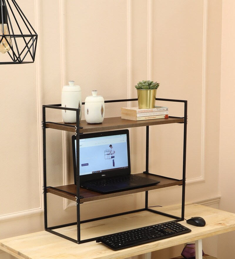 Buy Zen Metal Portable Table in Black & Brown Finish by Fitizen Online ...