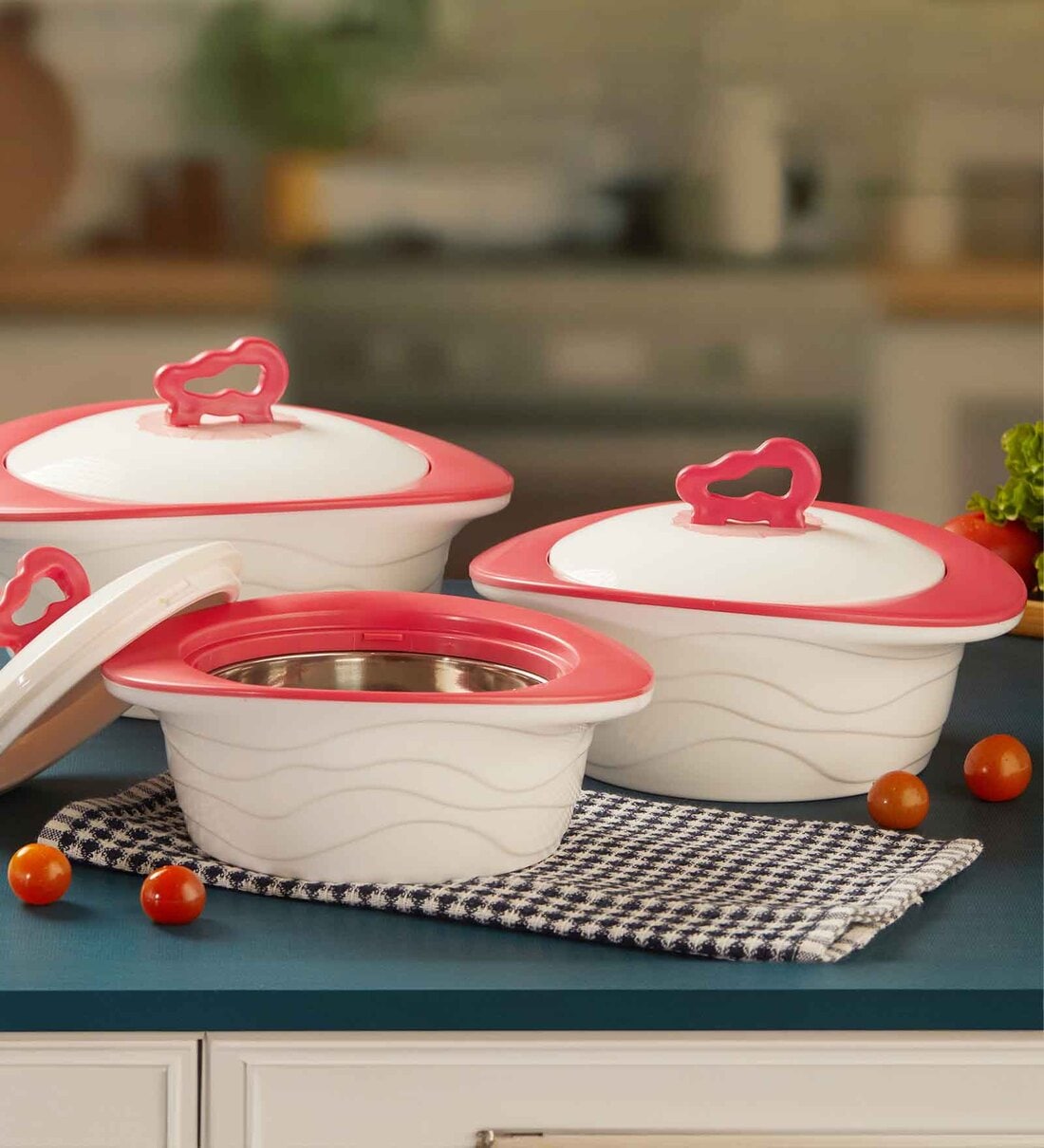 Buy Zinna Pink Plastic & Steel Thermoware Casserole (Set of 3) at 25% ...