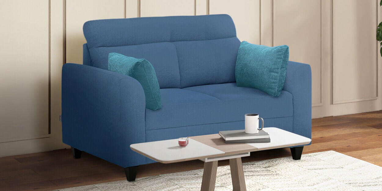 Buy Zivo Fabric 2 Seater Sofa in Twilight Blue Colour by Duroflex ...