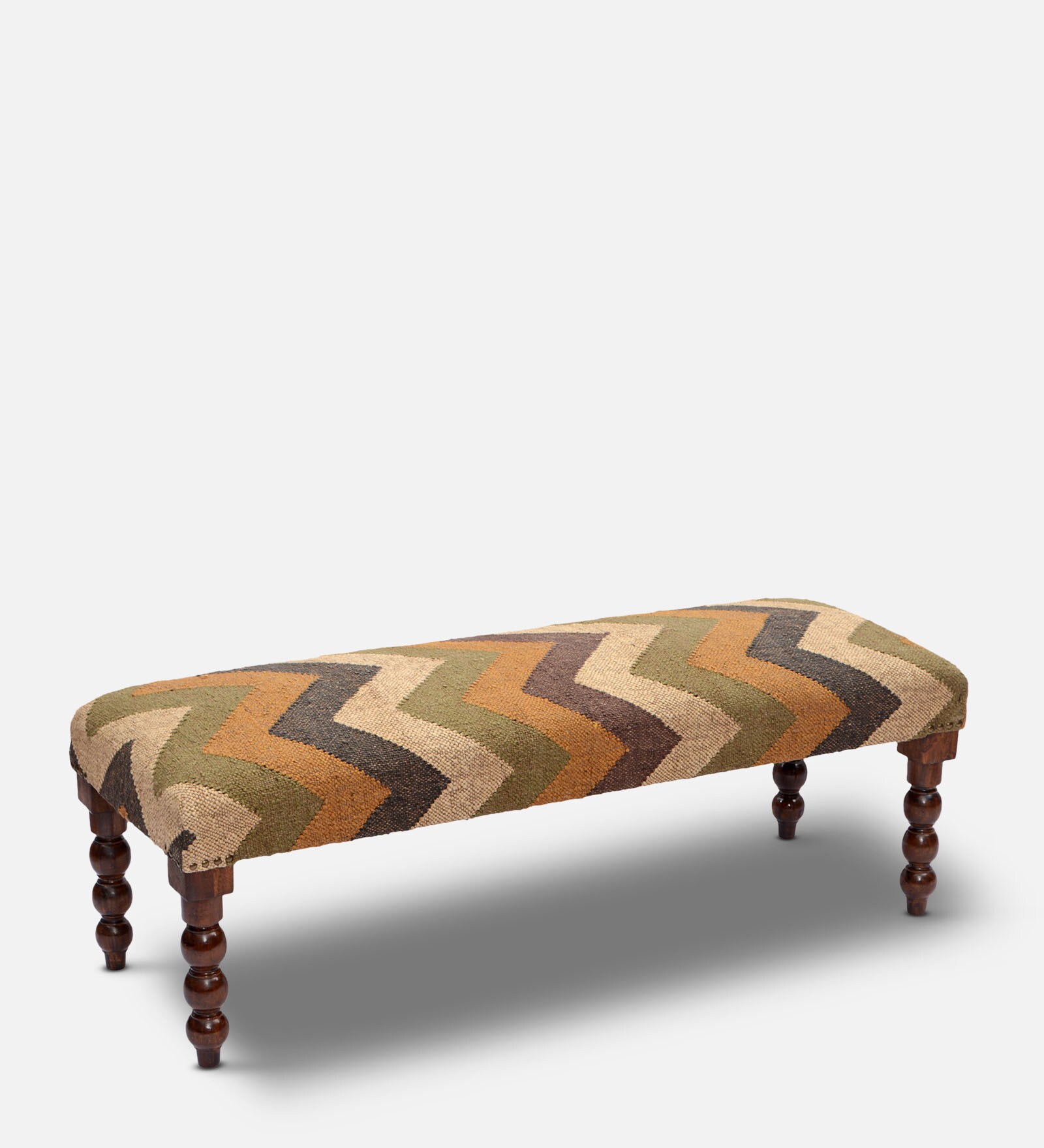 Buy Zig Zag Pattern Fabric Bench In Multi Colour at 35% OFF by Natural Furnish | Pepperfry