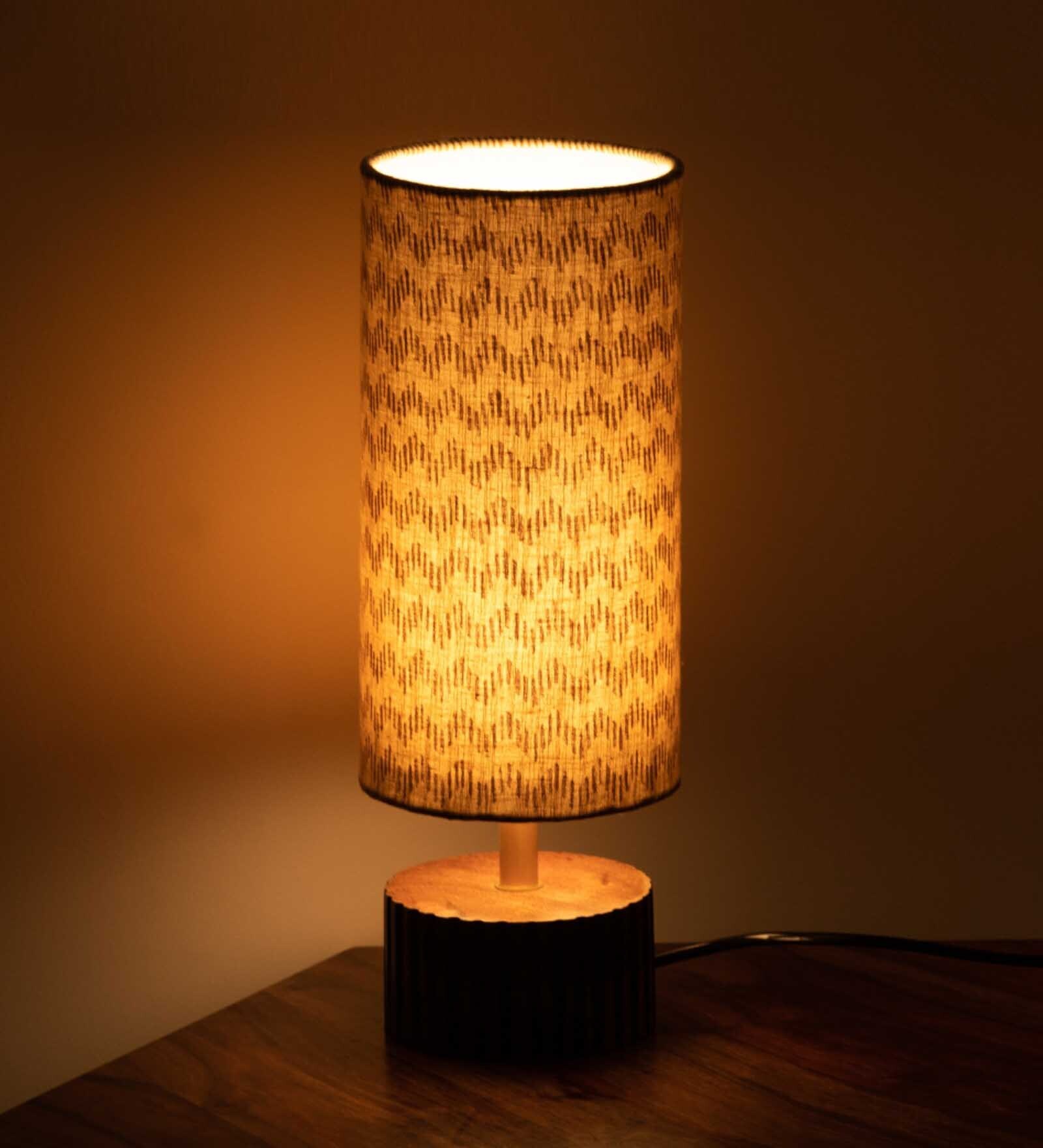 Buy Zigzag Zeal Handcrafted Round Table Lamp in Mango Wood by ...