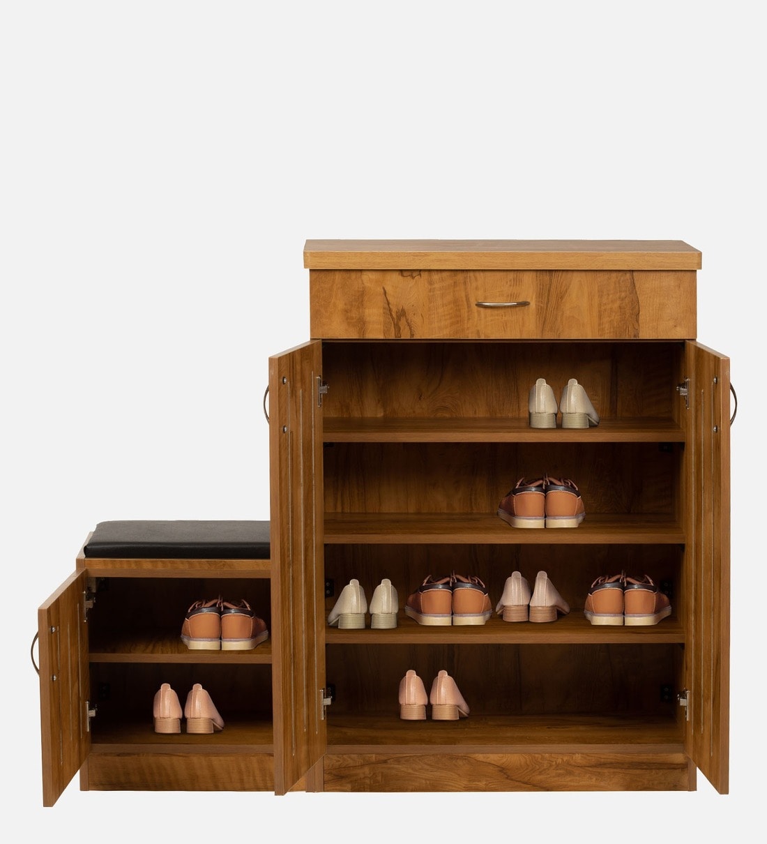 Buy Zuoye Shoe Rack with Seating in Tan Matte Finish by Solace Craft ...