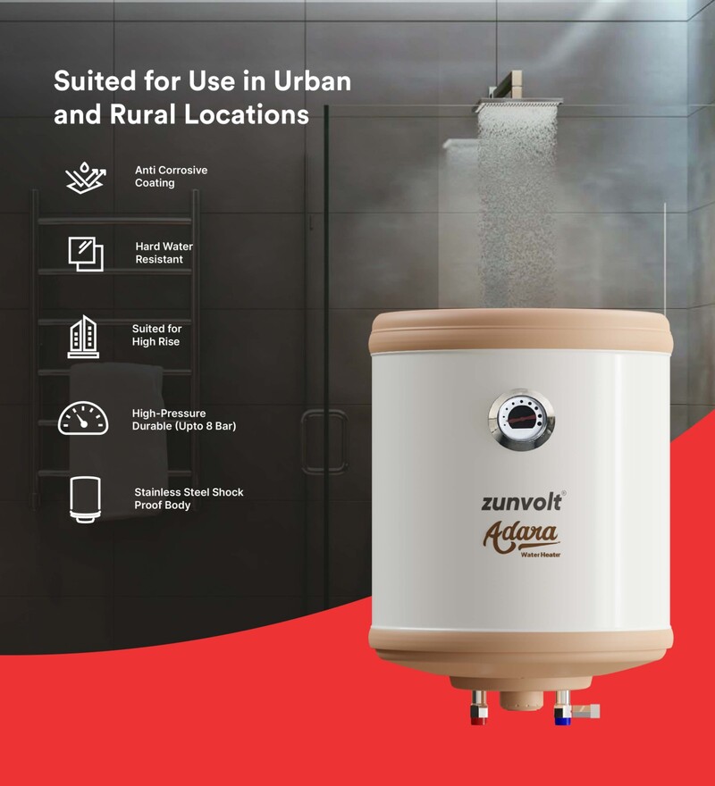 Buy Zunvolt Adara 25 Litre 5 Star Storage Geyser With Stainless Steel ...