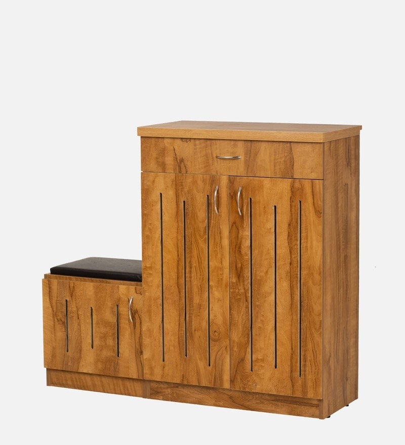 Buy Zuoye Shoe Rack with Seating in Tan Matte Finish by Solace Craft ...