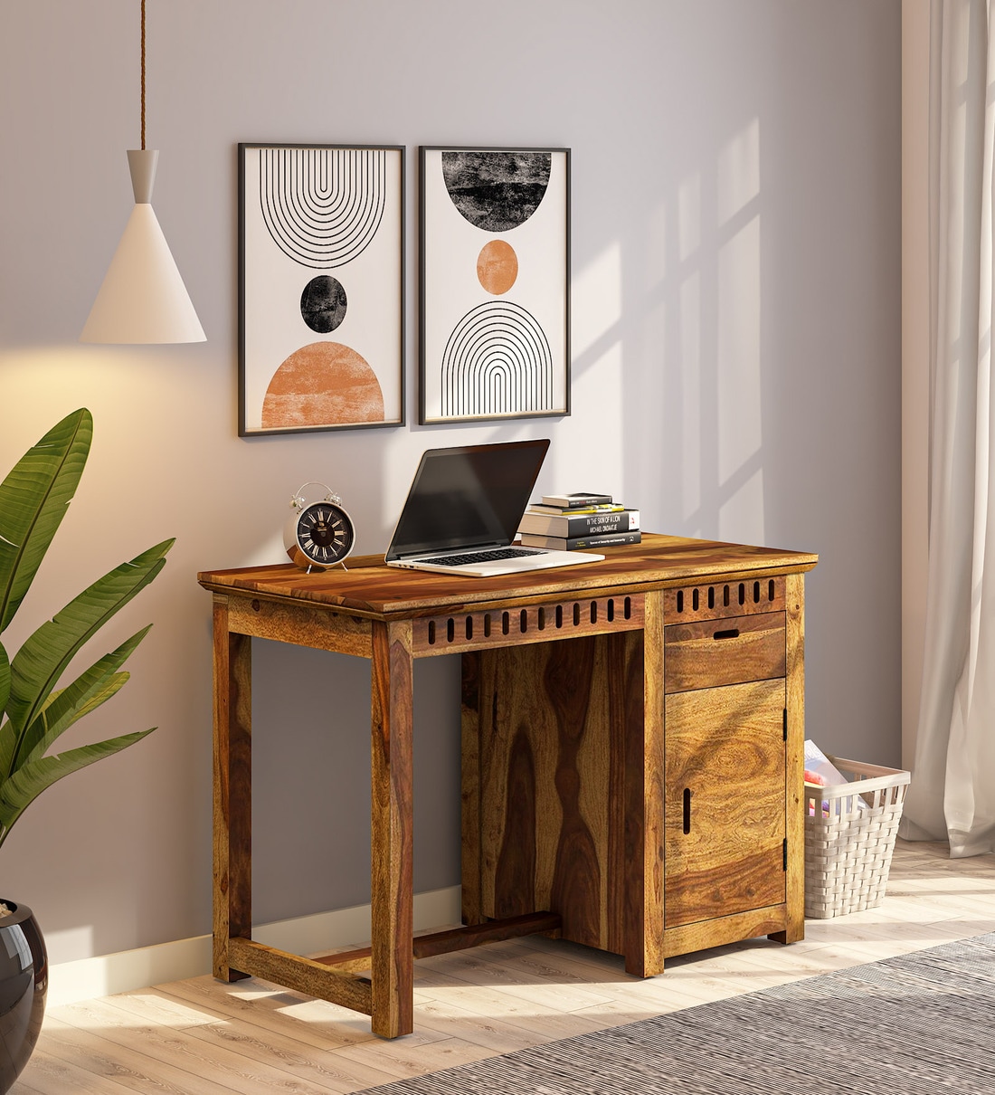 Buy Zyva Study Table In Provincial Teak Finish By Woodsworth Online ...