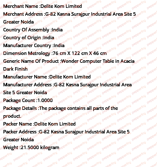 Buy Wonder Computer Table in Acacia Dark Finish by Delite kom Online ...